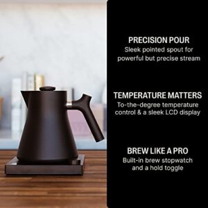 Fellow Corvo EKG Electric Tea Kettle - Electric Pour Over Coffee and Tea Pot - Quick Heating Electric Kettles for Boiling Water - Temperature Control and Built-In Brew Timer - Matte Black - 0.9 Liter