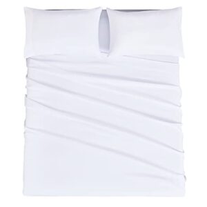 mejoroom full size sheet sets - hotel luxury 1800 white sheet - 16 inch deep pocket bed sheets, extra soft breathable wrinkle fade stain resistant hypoallergenic - 4 piece (full, white)