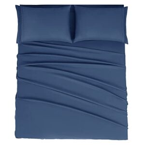 mejoroom full size sheets,1800tc luxury full sheets with 16 inch deep pocket,premium bedding collection - extra soft breathable wrinkle fade stain resistant hypoallergenic - 4 piece (full, navy)