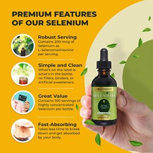 Go Nutrients Selenium 200 mcg Supplement, Yeast-Free Liquid Drops, Selenium Drops, Herbal Supplements with Trace Mineral Selenium and Purified Water, Selenium Liquid - 1.0 oz Bottle