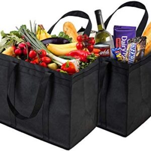 NZ home XL Reusable Grocery Shopping Bags, Heavy Duty Shopping Tote, Stands Upright, Foldable, Washable (Black 3 Pack)