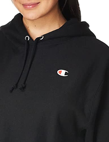 Champion womens Reverse Weave Cropped Cut-off Hoodie, Left Chest C Hooded Sweatshirt, Black-549302, Medium US