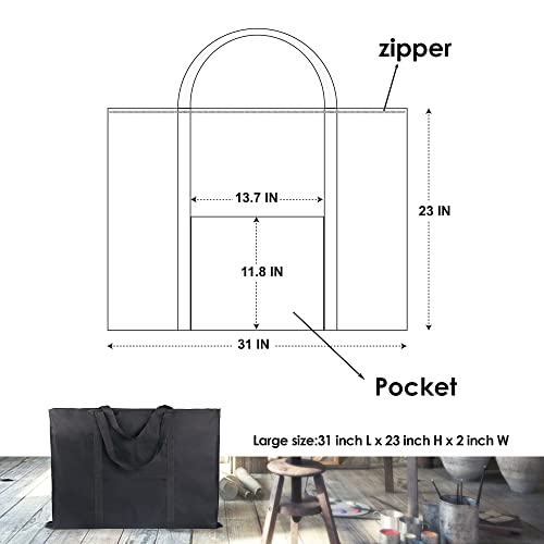 JJRING Dacron Light Weight Art Portfolio Bag, 23 Inches by 31 Inches, Black Carrying Storage Case for Poster, Sketching, and Drawing