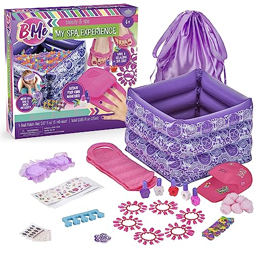 B Me Kids Spa Kit for Girls - Spa Day Party Supplies Kit w/Press On Nails, Kids Nail Polish & More - Kids Manicure Pedicure Gift Set for Sleepover - Spa Birthday Party Supplies for Girls Age 6-12