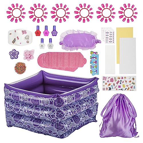 B Me Kids Spa Kit for Girls - Spa Day Party Supplies Kit w/Press On Nails, Kids Nail Polish & More - Kids Manicure Pedicure Gift Set for Sleepover - Spa Birthday Party Supplies for Girls Age 6-12