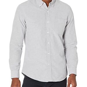 Amazon Essentials Men's Slim-Fit Long-Sleeve Pocket Oxford Shirt, Grey, Medium