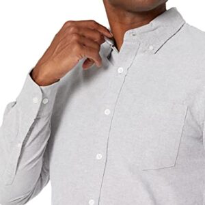 Amazon Essentials Men's Slim-Fit Long-Sleeve Pocket Oxford Shirt, Grey, Medium