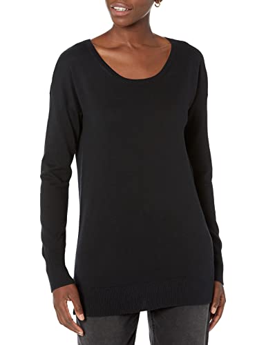 Amazon Essentials Women's Lightweight Long-Sleeve Crew Neck Tunic Sweater (Available in Plus Size), Black, Large