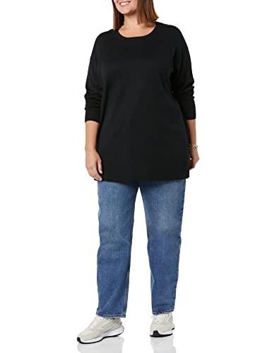 Amazon Essentials Women's Lightweight Long-Sleeve Crew Neck Tunic Sweater (Available in Plus Size), Black, Large