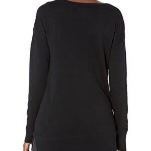 Amazon Essentials Women's Lightweight Long-Sleeve Crew Neck Tunic Sweater (Available in Plus Size), Black, Large