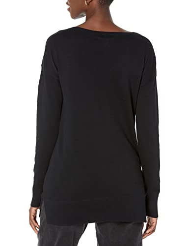 Amazon Essentials Women's Lightweight Long-Sleeve Crew Neck Tunic Sweater (Available in Plus Size), Black, Large