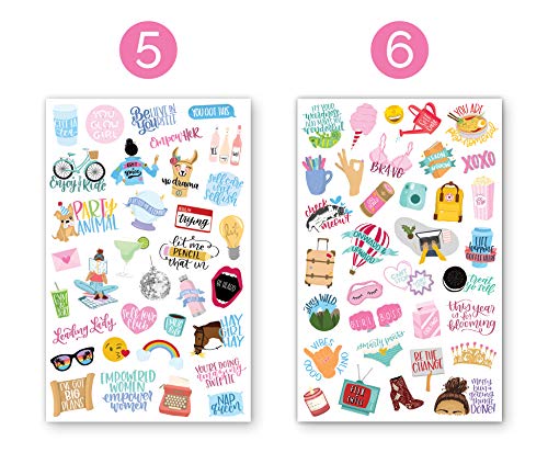 bloom daily planners Female Empowerment Planner Stickers - Variety Pack - 6 Sheets / 205 Girl Power Themed Stickers