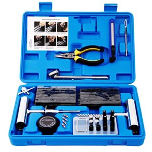 autown tire repair kit - 68pcs heavy duty tire plug kit, universal tire repair tools to fix punctures and plug flats patch kit for car motorcycle, truck, arb，atv, tractor, rv, suv, trailer