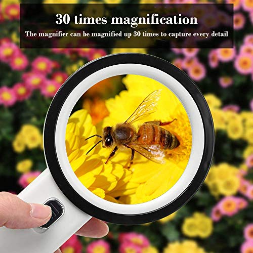 Ocim Magnifying Glass with Light,30X Lighted Magnifying Glass for Reading