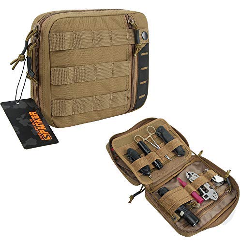 EXCELLENT ELITE SPANKER Molle Admin Pouch Tactical EDC Tool Pouch Military Nylon Holder Modular Utility Organizer Bag(Coyote Brown)