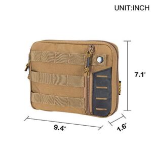 EXCELLENT ELITE SPANKER Molle Admin Pouch Tactical EDC Tool Pouch Military Nylon Holder Modular Utility Organizer Bag(Coyote Brown)