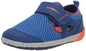 merrell bare steps h20 water shoe, blue/orange, 8 us unisex little kid