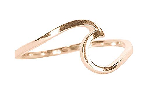 Pura Vida Rose Gold Coated Wave Ring - Gold Plated .925 Sterling Silver - Size 9