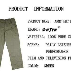 zwjpw WWII US Green HBT Army Pants Shirt Trousers Outdoors Pants (32)