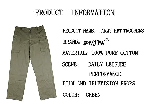 zwjpw WWII US Green HBT Army Pants Shirt Trousers Outdoors Pants (32)