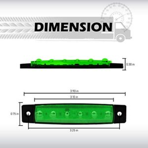 Meerkatt (Pack of 20 3.8 Inch Green 6 LED Mini Side Marker Light Tail Rear Fender Front Lamp Trucks Trailers Boat Pickup 12v DC Model TK12