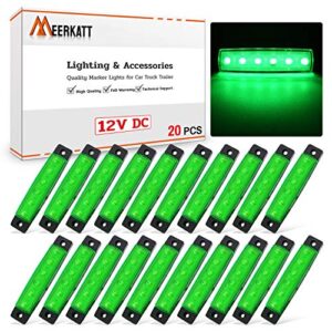 Meerkatt (Pack of 20 3.8 Inch Green 6 LED Mini Side Marker Light Tail Rear Fender Front Lamp Trucks Trailers Boat Pickup 12v DC Model TK12