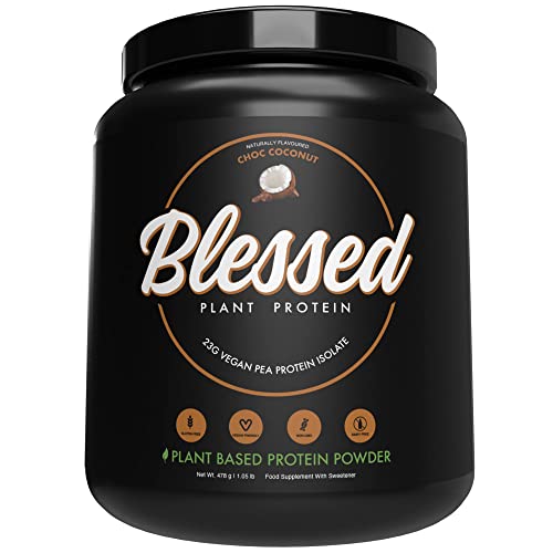 BLESSED Vegan Protein Powder - Plant Based Protein Powder Meal Replacement Protein Shake, 23g of Pea Protein Powder, Dairy Free, Gluten Free, Soy Free, No Sugar Added, 15 Servings (Chocolate Coconut)