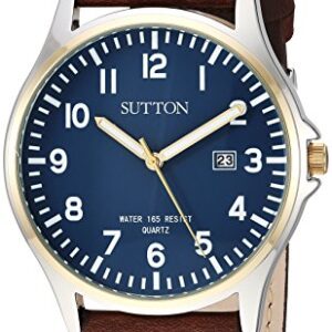 Sutton by Armitron Men's SU/5015NVBN Date Function Easy to Read Brown Leather Strap Watch