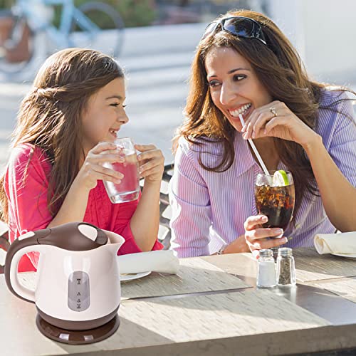 Aigostar Small Electric Kettle, 1L Portable Electric Tea Kettle 1100W with Automatic Shut-Off and Boil Dry Protection, Travel Hot Water Boiler Cordless for Making Coffee and Tea, BPA-Free, Brown