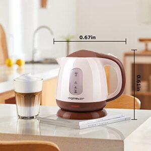 Aigostar Small Electric Kettle, 1L Portable Electric Tea Kettle 1100W with Automatic Shut-Off and Boil Dry Protection, Travel Hot Water Boiler Cordless for Making Coffee and Tea, BPA-Free, Brown