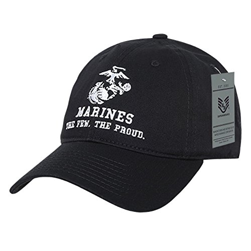 Black United States US Marine Corp USMC Marines Polo Relaxed Cotton Low Crown Baseball Cap Hat