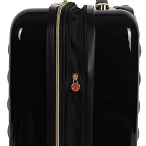 Betsey Johnson Designer 20 Inch Carry On - Expandable (ABS + PC) Hardside Luggage - Lightweight Durable Suitcase With 8-Rolling Spinner Wheels for Women (Heart to Heart Black)