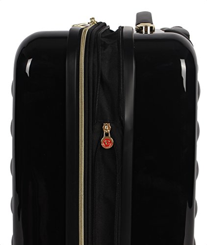 Betsey Johnson Designer 20 Inch Carry On - Expandable (ABS + PC) Hardside Luggage - Lightweight Durable Suitcase With 8-Rolling Spinner Wheels for Women (Heart to Heart Black)