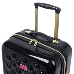 Betsey Johnson Designer 20 Inch Carry On - Expandable (ABS + PC) Hardside Luggage - Lightweight Durable Suitcase With 8-Rolling Spinner Wheels for Women (Heart to Heart Black)