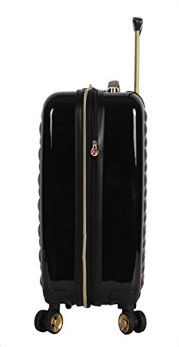 Betsey Johnson Designer 20 Inch Carry On - Expandable (ABS + PC) Hardside Luggage - Lightweight Durable Suitcase With 8-Rolling Spinner Wheels for Women (Heart to Heart Black)