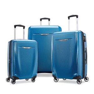 samsonite winfield 3 dlx hardside luggage with spinners, 3-piece set (20/25/28), blue/navy