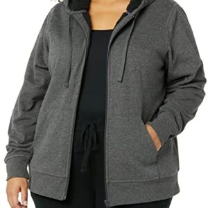 Amazon Essentials Women's Sherpa-Lined Fleece Full-Zip Hooded Jacket (Available in Plus Size), Charcoal Heather, X-Large