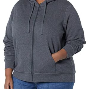 Amazon Essentials Women's Sherpa-Lined Fleece Full-Zip Hooded Jacket (Available in Plus Size), Charcoal Heather, X-Large