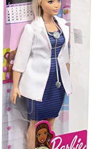 Barbie Doctor Doll, Curvy, Dressed in White Coat with Stethoscope and Blonde Hair, Gift for 3 to 7 Year Olds