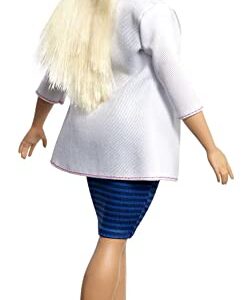 Barbie Doctor Doll, Curvy, Dressed in White Coat with Stethoscope and Blonde Hair, Gift for 3 to 7 Year Olds