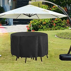 POMER Patio Furniture Set Cover, Round Bar Height Table and Chair Cover 90inch Waterproof Outdoor Tall High Table Cover for Round Furniture Set - 90" D x 43" H