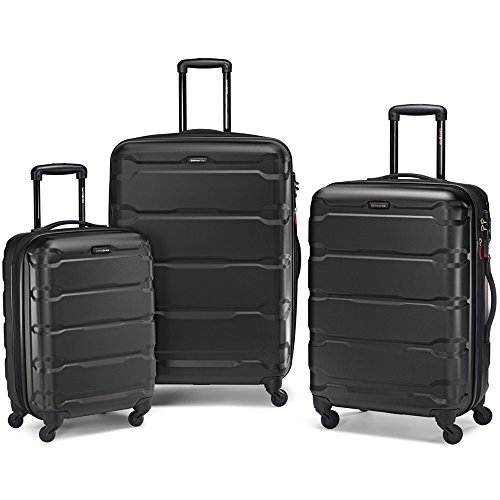 Samsonite 68311-1041 Omni Hardside Luggage Nested Spinner Set 20 Inch, 24 Inch, 28 Inch - Black Bundle w/Deco Gear Luggage Accessory Kit (10 Item)