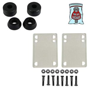 dime bag skateboard bushings (for 2 trucks) + clear riser pads and 1" phillips hardware (98a black)