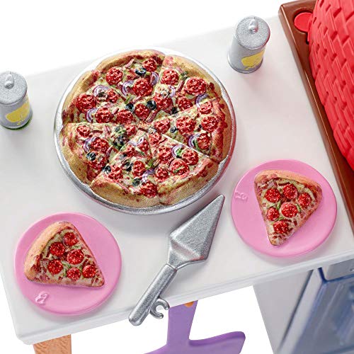 Barbie Outdoor Furniture Set with Brick Pizza Oven, Plus Food and Serving Pieces