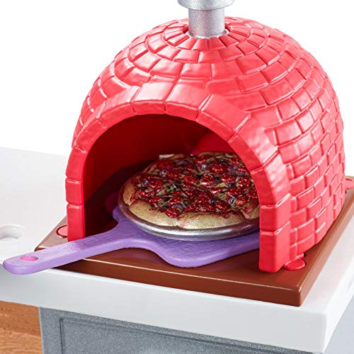 Barbie Outdoor Furniture Set with Brick Pizza Oven, Plus Food and Serving Pieces