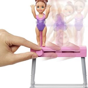 Barbie Gymnastics Coach Dolls & Playset with Coach Doll, Student Small Doll & Balance Beam with Clip & Sliding Mechanism