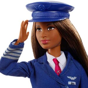 Barbie Pilot Doll Wearing Uniform and Hat, Brunette Petite Doll for 3 to 7 Year Olds