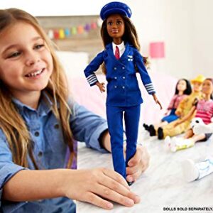 Barbie Pilot Doll Wearing Uniform and Hat, Brunette Petite Doll for 3 to 7 Year Olds