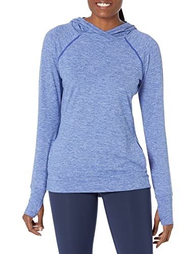 Amazon Essentials Women's Brushed Tech Stretch Popover Hoodie (Available in Plus Size), Blue Space Dye, Large