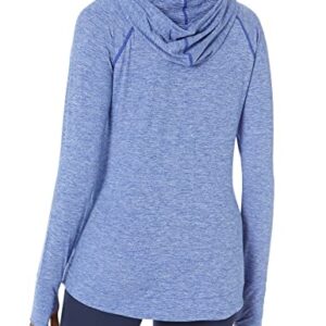 Amazon Essentials Women's Brushed Tech Stretch Popover Hoodie (Available in Plus Size), Blue Space Dye, Large